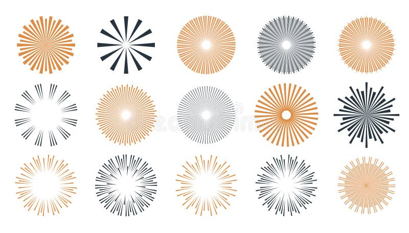 Collection Linear Sunbeam Burst Sign in Retro Style Stock Vector ...