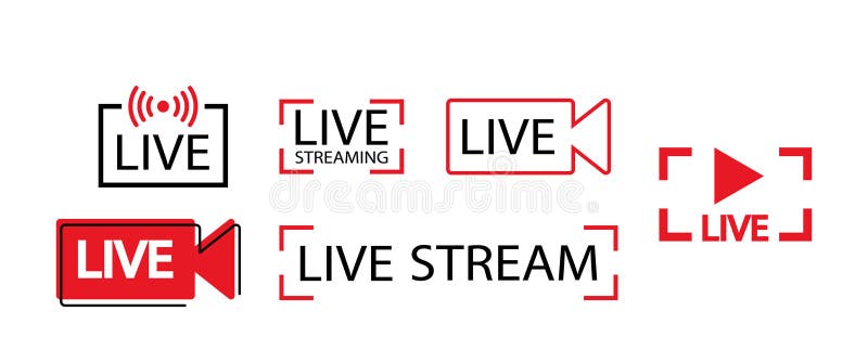 Collection of Live Streaming and Live Broadcast Icons Include ...