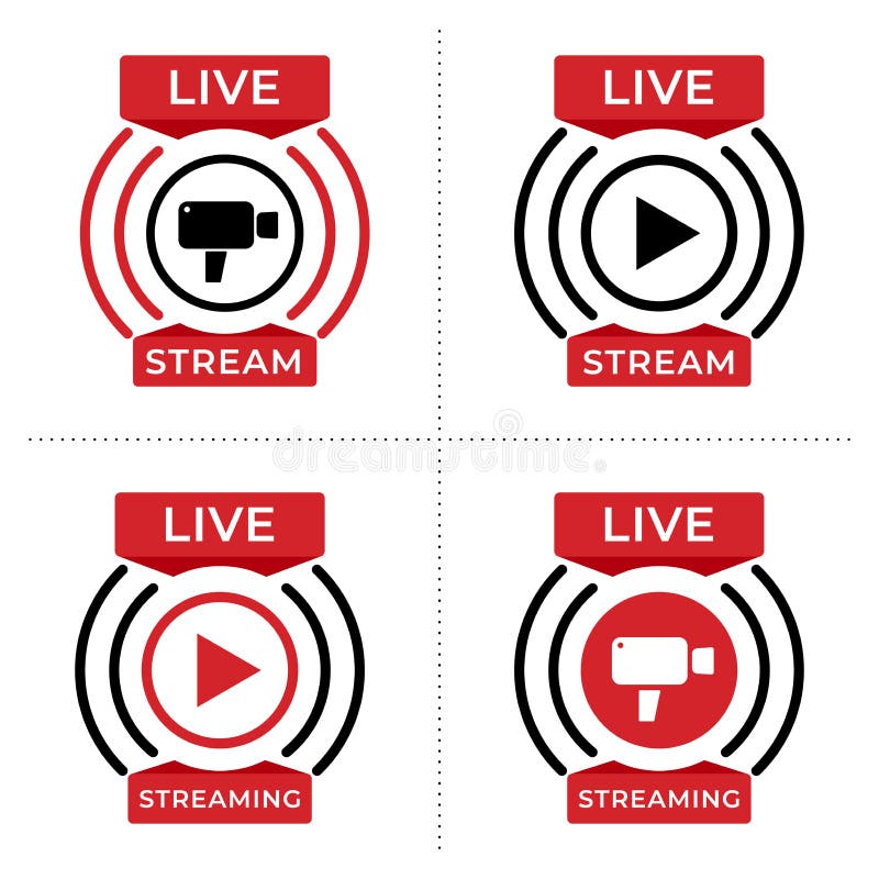 Collection of Live Streaming Symbol for Web and App Stock Vector ...