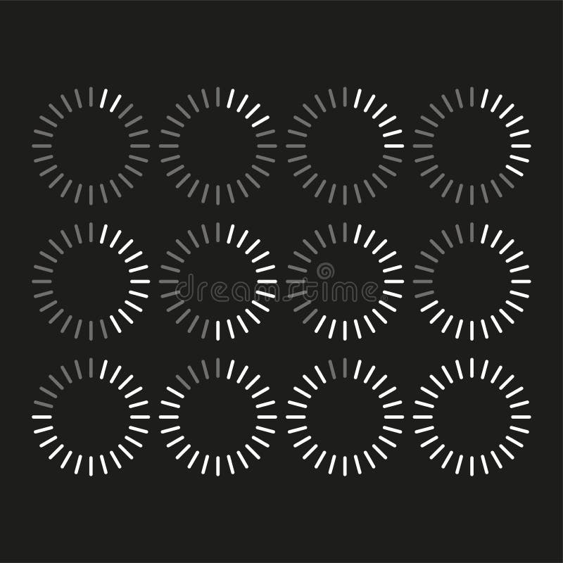 Collection with Loading Black Background. Round Frame Set. Load ...