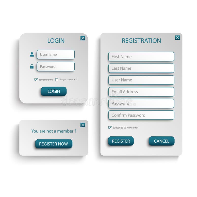 Login and Register Glass Web Forms Stock Vector - Illustration of ...