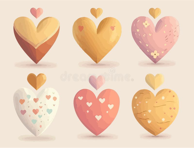 Collection of Love Hearts in Stylized Modern Style Stock Vector ...