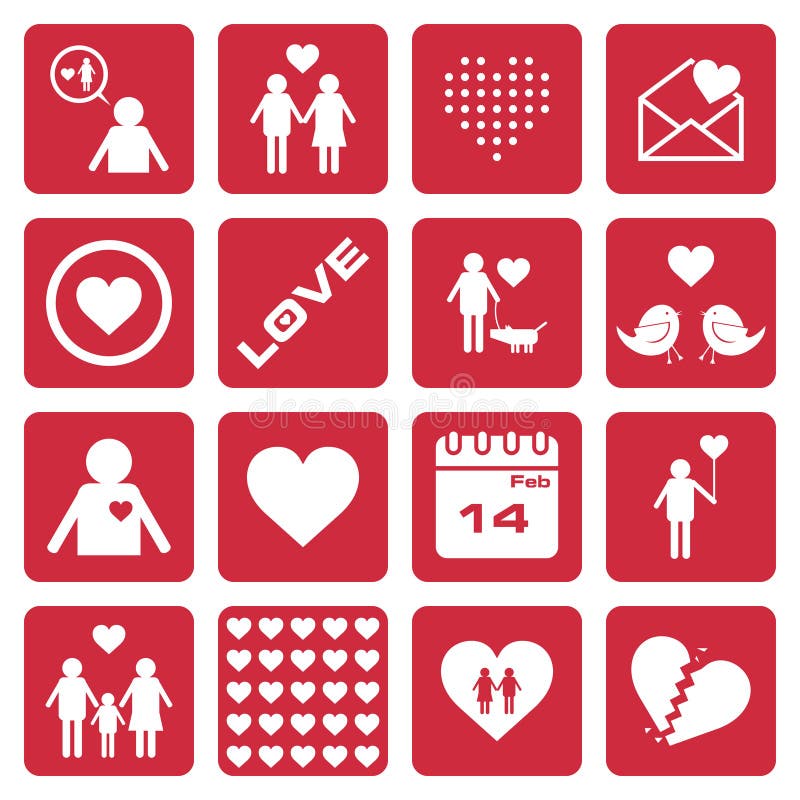 Collection of 16 Love Icon/sign Stock Illustration - Illustration of ...