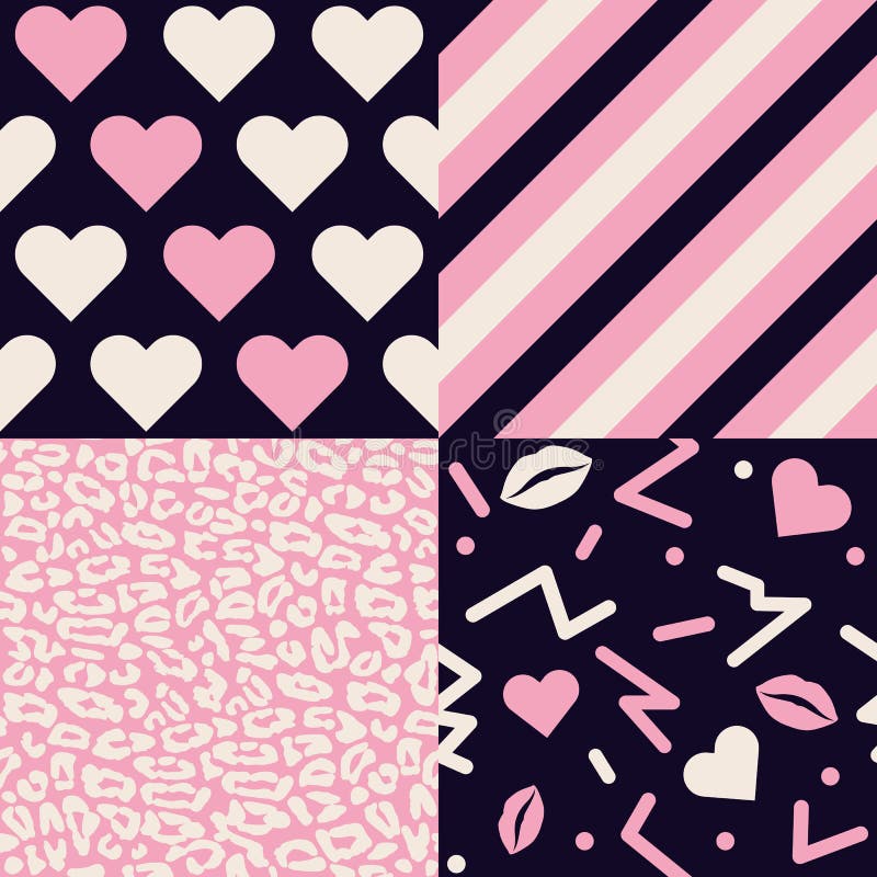 Collection of Love Patterns Stock Vector - Illustration of lover ...