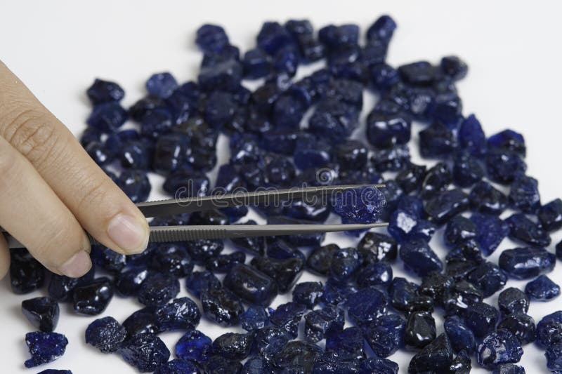 Collection of Lovely Blue Rough and Uncut Sapphire Gemstones Stock ...