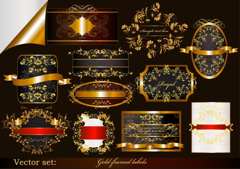 Collection of Luxury Gold-framed Labels Stock Vector - Illustration of ...