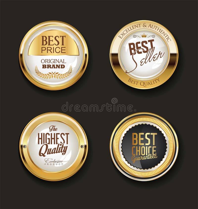 Collection of Luxury Golden Design Elements Badges Labels and Laurels ...