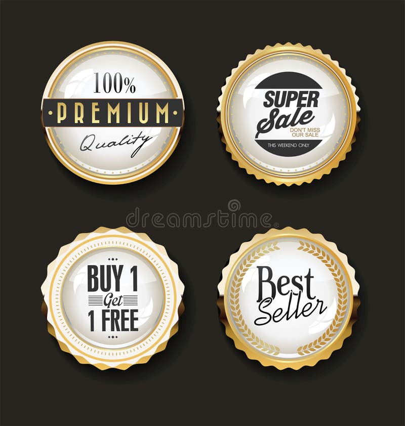 Collection of Luxury Golden Design Elements Labels Stock Illustration ...