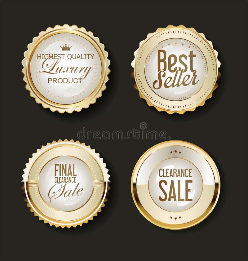 Collection of Luxury Golden Design Elements Badges Labels and Laurels ...