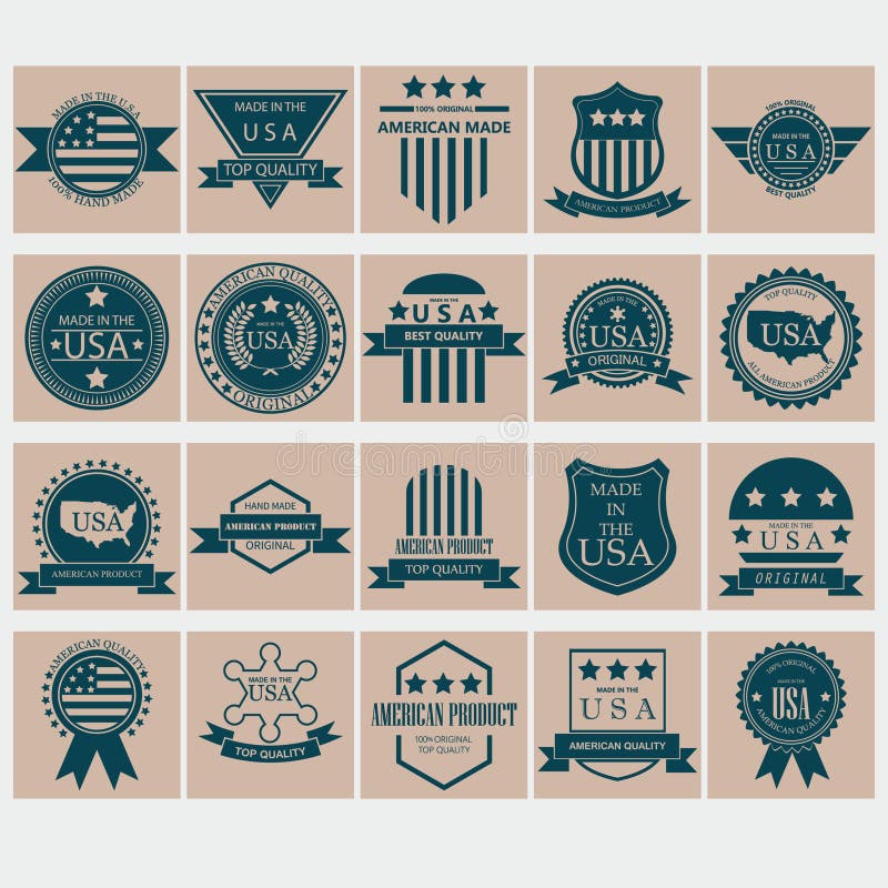 Collection of Made in Usa Labels. Vector Illustration Decorative Design ...