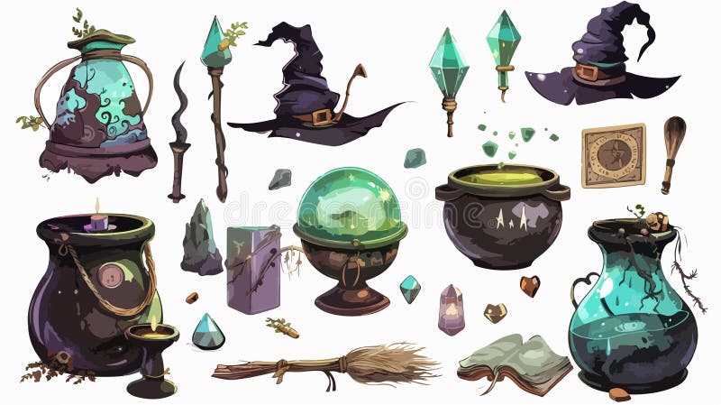 Enchanting Collection of Witchcraft Magic Potions and Objects Stock ...