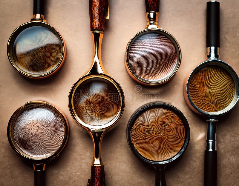 A Collection of Magnifying Lenses Distorting a Textured Background ...