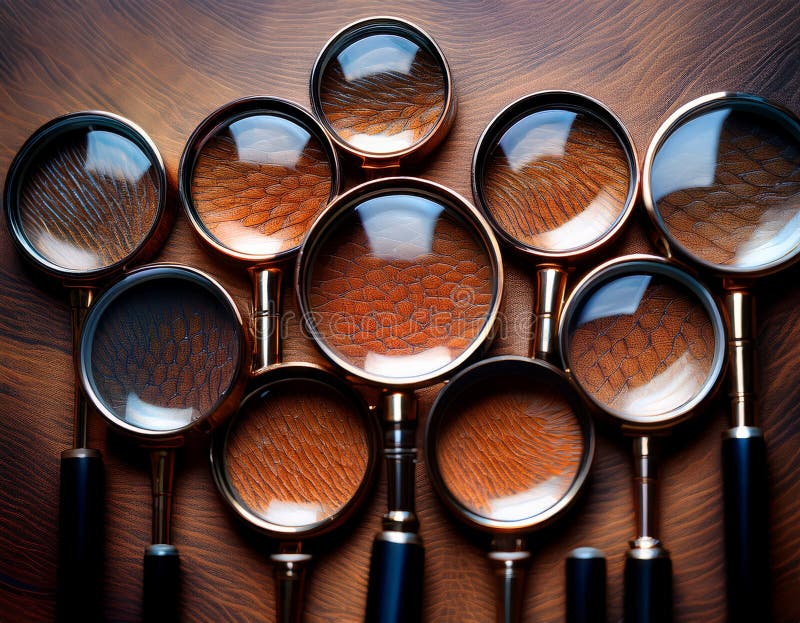 A Collection of Magnifying Lenses Distorting a Textured Background ...