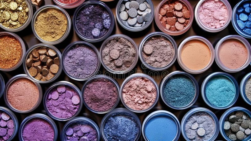 A Collection of Makeup Containers with Different Colors and Textures ...