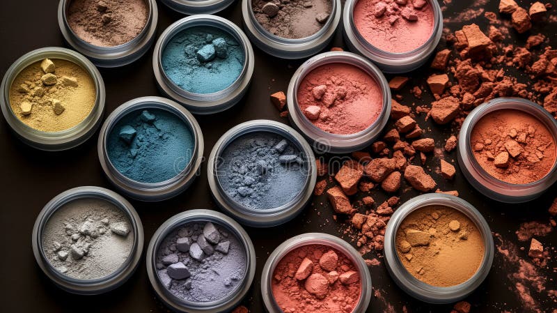 A Collection of Makeup Containers with a Variety of Colors and Textures ...