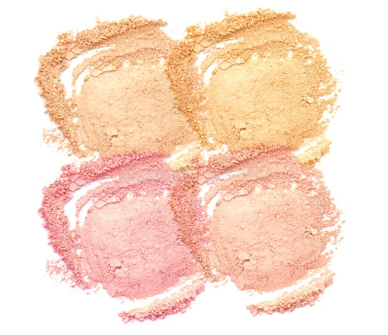 Collection of Makeup Powder Isolated on White Background. Foundation ...