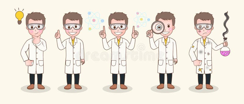 Collection of Man Scientist Character Holding Science Experiment ...