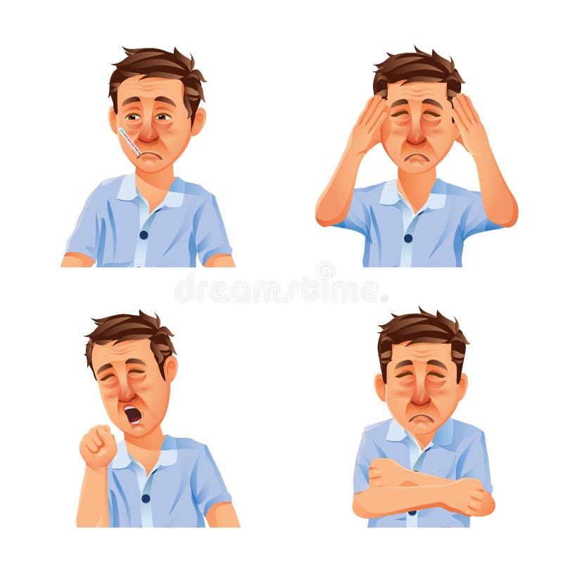 Collection of Man with Sickness. Vector Illustration Decorative Design ...