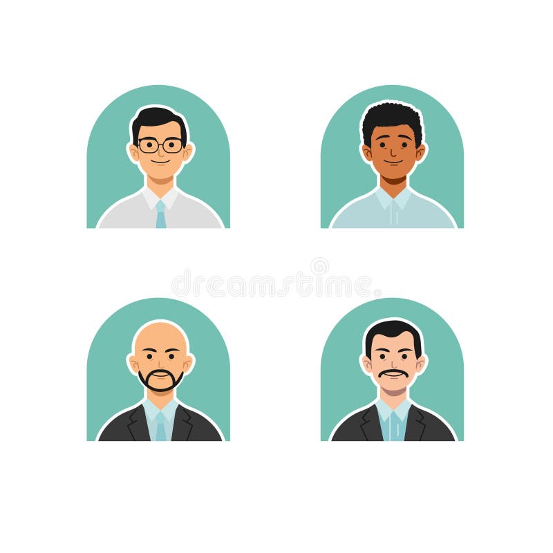 Collection of Smiling Man Staff and Businessmen Avatar in Minimalist ...