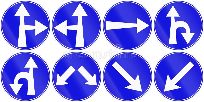 Collection of Mandatory Direction Signs in Israel Stock Illustration ...