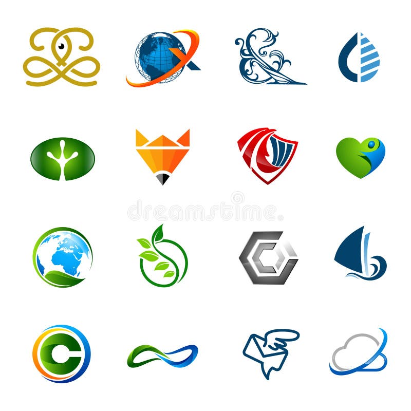 Set of Different Logos Isolated Stock Illustration - Illustration of ...