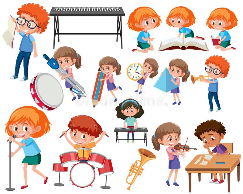 Collection of Many Kids Doing Different Activities Stock Vector ...