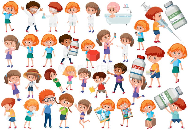 Collection of Many Kids Doing Different Activities Stock Vector ...