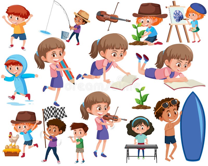 Activities Different Doing Kids Kindergarten Stock Illustrations – 165 ...