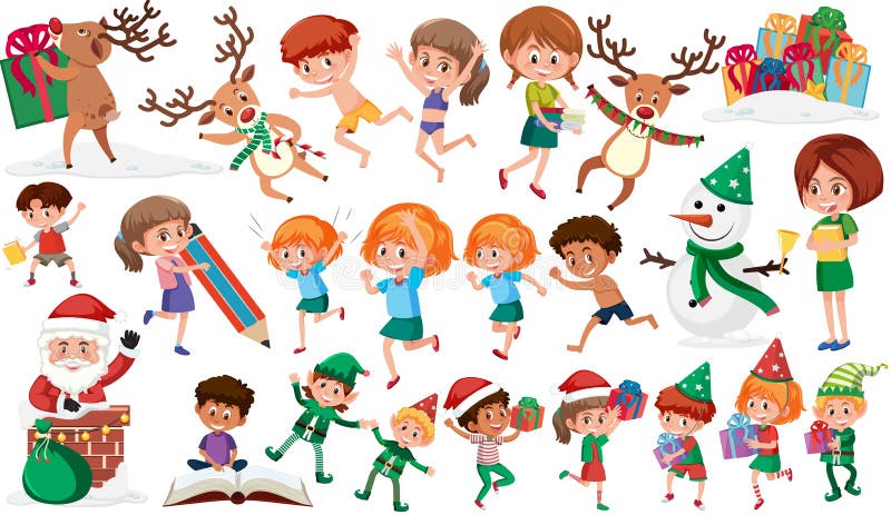 Collection of Many Kids Doing Different Activities Stock Vector ...