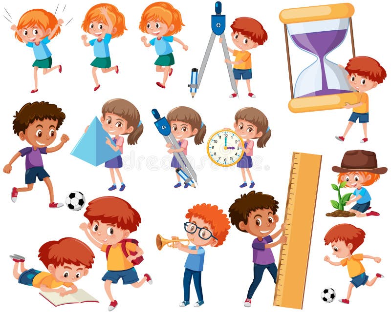 Collection of Many Kids Doing Different Activities Stock Vector ...