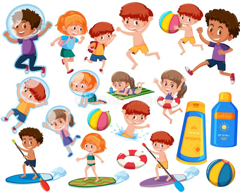 Collection of Many Kids Doing Different Activities Stock Vector ...