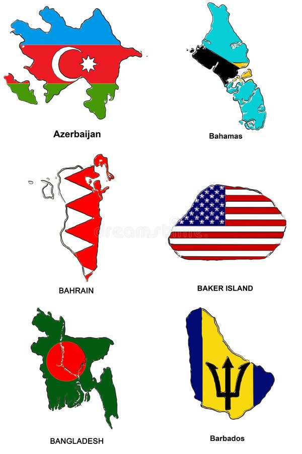 World Flag Map Stylized Sketches 03 Stock Illustration - Illustration ...