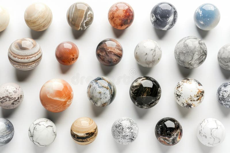 Collection of Marble Balls on a White Background. Ideal for Design ...