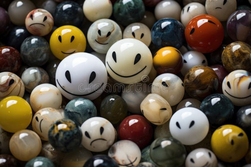 A Collection of Marbles Forming the Shape of a Smiling Face Stock ...