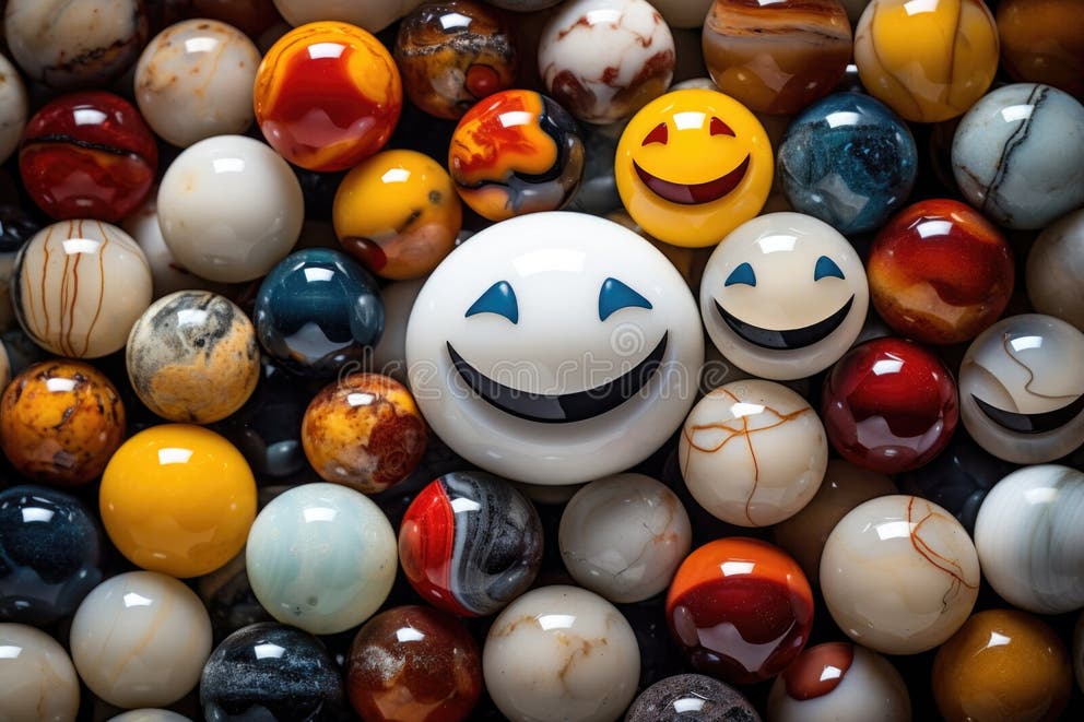 A Collection of Marbles Forming the Shape of a Smiling Face Stock Photo ...
