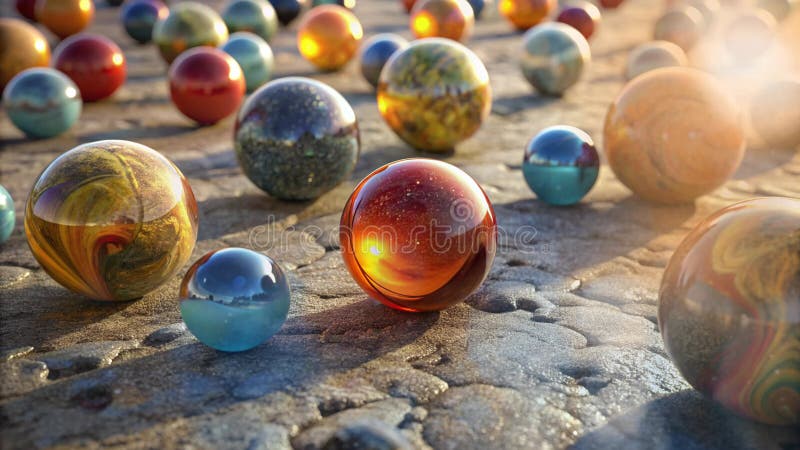 A Collection of Marbles on the Ground with Various Colored Marbles ...