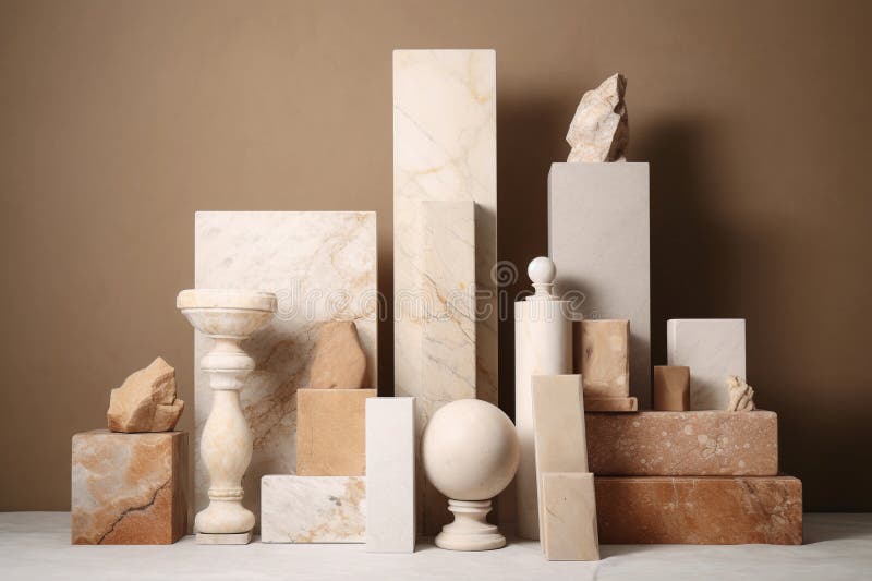 A Collection of Marbles and Marbles are Displayed on a Table. AI ...