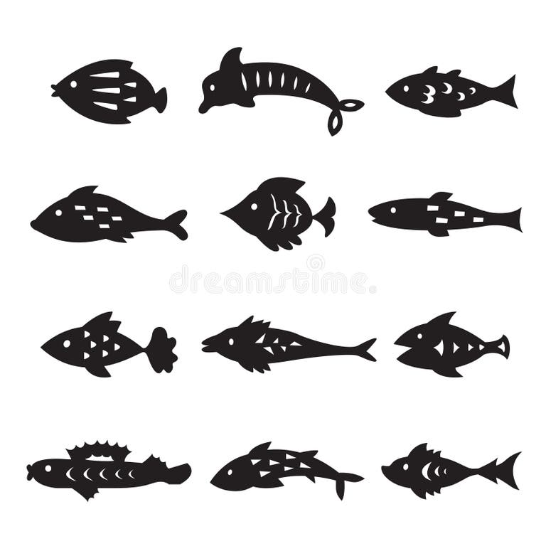 The Collection of Marine Fish. Stock Vector - Illustration of marine ...
