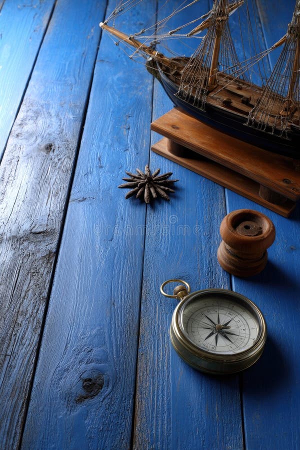 A Collection of Maritime Artifacts Including a Ship Model, Compass, and ...