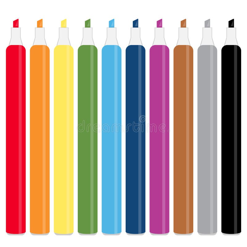 Collection of Markers of Different Colors Stock Vector - Illustration ...