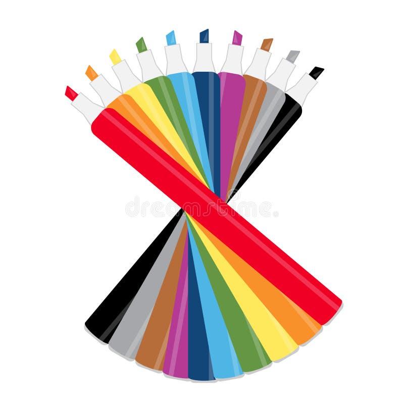 Markers Different Colors Stock Illustrations – 484 Markers Different ...