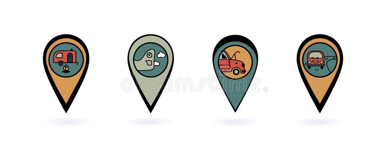 Collection of Markers for the Map. Pointers for the Location of Travel ...