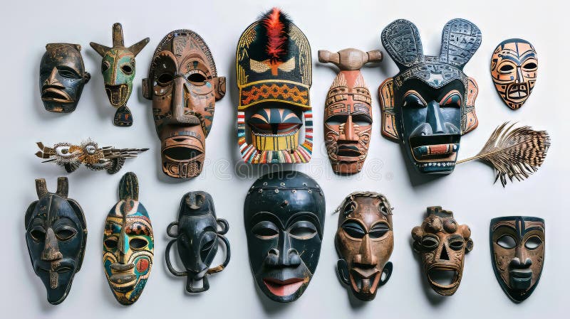 A Collection of Masks from Different Cultures and Time Periods Stock ...