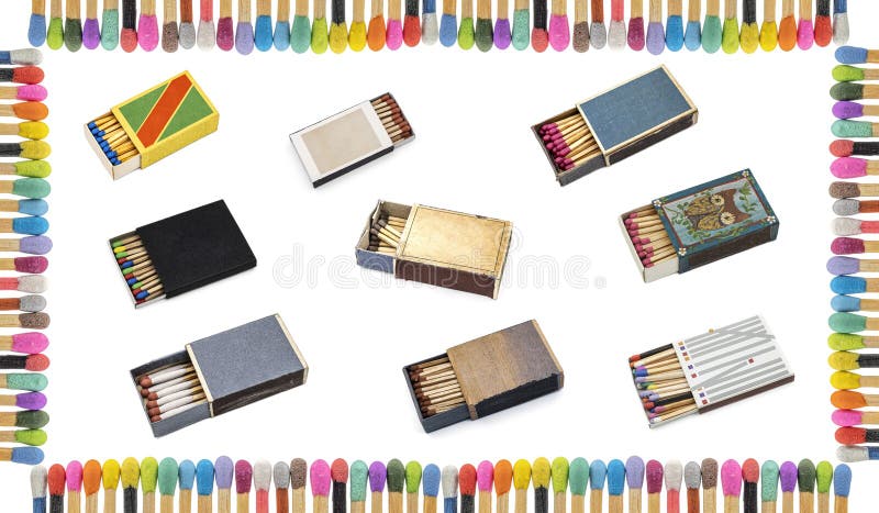 A Collection of Matchboxes with a Frame Made by Matchsticks Various ...