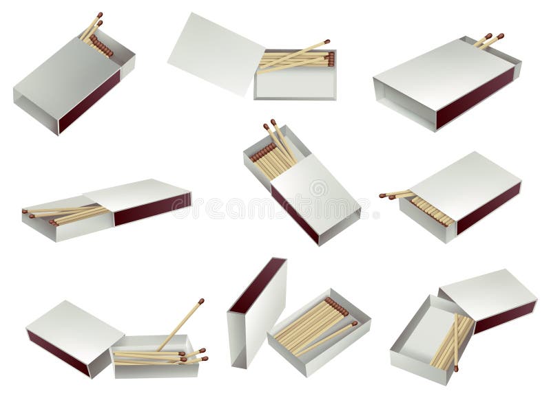 Collection of Matchboxes. Opened Matchbox. Sulphur and Wooden Sticks ...
