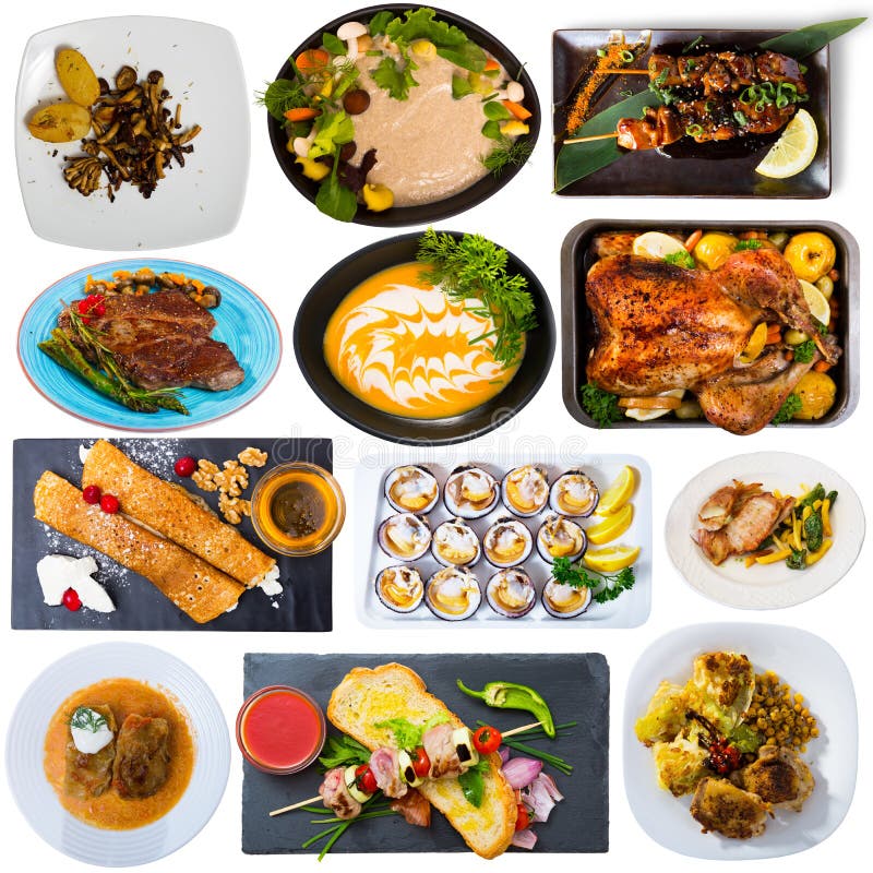 Collection of Meals with Calamari and Cuttles Stock Image - Image of ...