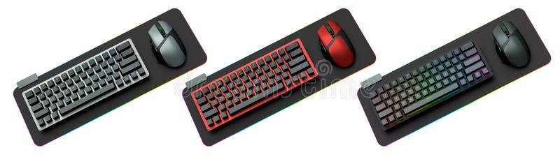 Collection of Mechanical Keyboards and Mouse Isolated on White ...