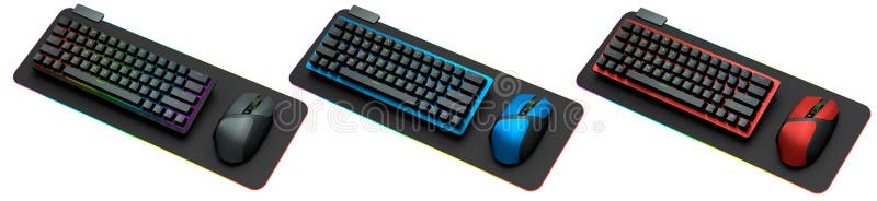 Collection of Mechanical Keyboards and Mouse Isolated on White ...