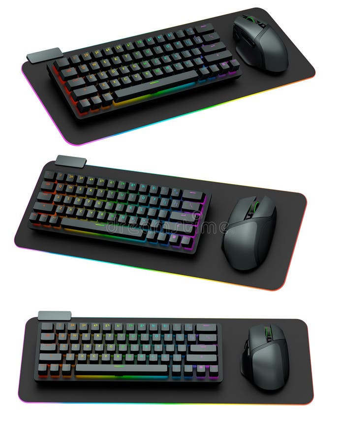 Collection of Mechanical Keyboards and Mouse Isolated on White ...