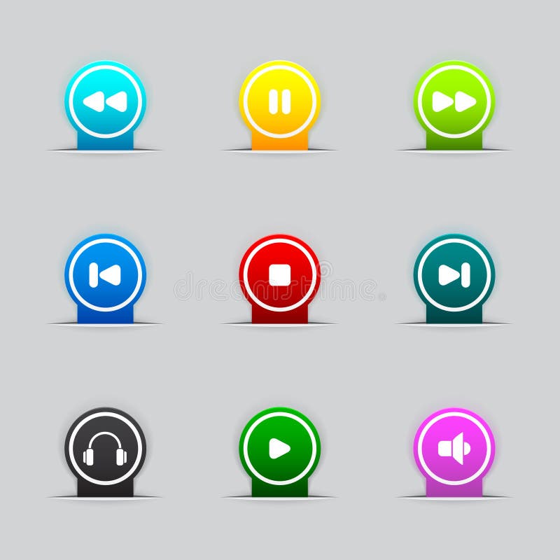 Collection of Media Buttons Icon Stock Illustration - Illustration of ...